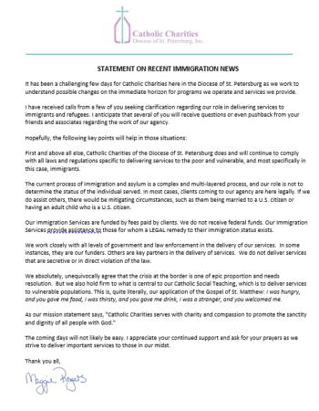 Executive Director Statement on Immigration | Providing help. Creating ...